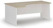 Ergonomický kancelářský psací stůl PRIMO WHITE, 180x120 cm, levý, bílá/dub přírodní