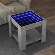 Konferenční stolek s LED betonově šedý 53 x 53 x 45 cm kompozit