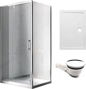 BPS-koupelny Obdélníkový sprchový kout HYD-OK06B 100x80 chrom/transparent + vanička HYD-OSV-ST03A bílá