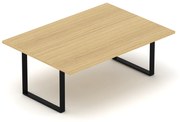 NABYTEK-DESIGNOVY.CZ - DESK18O - Konferenční stůl EPIC (více os.), 180/240cm, ocelová podnož O, (deska v celku), dub/černá