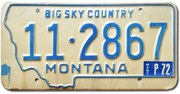 Americká SPZ Montana 1972 Big Sky Country 11-2867