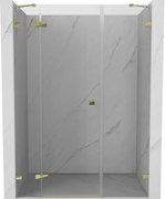 Mexen Lunar, levé otočné sprchové dveře 120 cm, čiré sklo, zlatý profil, 834S-120-050-50-00-L