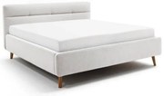 Světle šedá čalouněná dvoulůžková postel s úložným prostorem s roštem 160x200 cm Lotte – Meise Möbel