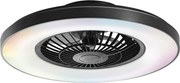 FAN LED-GARBIN-NER Stropní svítidlo Garbin černý LED ventilátor 40 W, 5500 lm, CCT stmívatelné, s RF dálkovým ovladačem a Bluetooth reproduktorem, - FANEUROPE