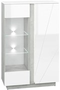 Vitrína Lumens 92 cm, bílá / beton