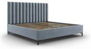 Světle modrá čalouněná dvoulůžková postel s úložným prostorem s roštem 160x200 cm Casey – Mazzini Beds