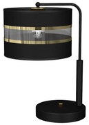 Stolní lampa Ultimo, 1x černé/zlaté textilní stínítko, b