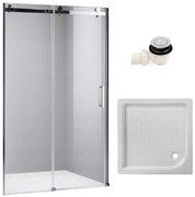 BPS-koupelny Posuvné sprchové dveře HYD-PD03B 100 chrom/transparent pro instalaci do niky + vanička HYD-OSV-SXL02C 100x100 bílá