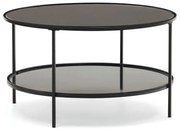 Černý kulatý konferenční stolek se skleněnou deskou ø 80 cm Gilda – Kave Home