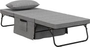 HOMCOM 4-v-1 jednolůžko pro hosty, rozkládací postel, křeslo s otomanem, matrace 8 cm, 5-stupňová regulace výšky, ocelový rám, 188x75x38cm