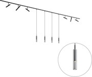 Moderní kolejnicový systém černý s 6 bodovými světly a 4 závěsnými světly černý 1-fázový - Slimline Avery Loyce