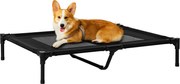 PawHut Dog Lounger Vyvýšený venkovní pelíšek a pohovka pro psy, Oxford Black, 92x76x18cm| Aosom