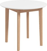 HOMCOM Jídelní stůl, Kulatý stůl do kuchyně pro 2 osoby, Jídelní stůl v country stylu, do obývacího pokoje, Masivní dřevo, Ø75 x 76 cm, Bílá | Aosom