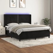 Box spring postel s matrací a LED černá 160x200 cm samet
