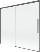 Mexen Rox, 2-křídlová posuvná vanová zástěna 180 x 150 cm, 8mm čiré sklo, broušený grafit profil, 8C9-180-001-66-00