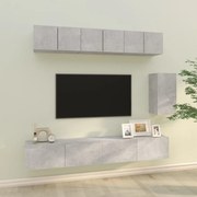 6dílný set TV skříněk betonově šedý kompozitní dřevo 3114617