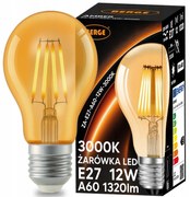 BERGE LED žárovka E27 s vláknem Amber - 12W - teplá bílá