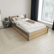 EB Postel z masivu Iris Double 140x200 cm, GRAFIT/Dub Artisan