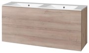 Mereo Aira - Skříňka s dvojumyvadlem 121x55x47 cm, 2 zásuvky, dub CN723