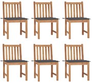 Zahradní židle 6 ks s poduškami masivní teak 3073115