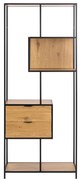 Knihovna v černé a přírodní barvě v dekoru dubu 77x185x35 cm Seaford – Actona