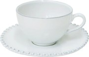Bílý kameninový hrnek s podšálkem Costa Nova Pearl, 250 ml