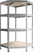 AR Shelving Vysokozátěžový rohový regál se 4 policemi Rivet, 180 x 90 x 90 x 45 cm