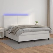 Box spring postel s matrací a LED bílá 180x200 cm umělá kůže 3135838