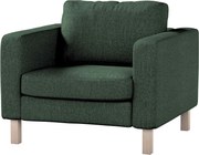 Potah na křeslo IKEA Karlstad, krátký barva zelená látka pletený vzor