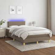 Box spring postel s matrací a LED taupe 120 x 200 cm textil