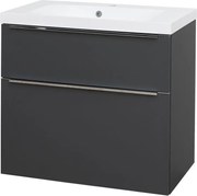 Mereo Mereo, Mailo, koupelnová skříňka s umyvadlem z litého mramoru 81 cm, bílá, dub, antracit, CN531M