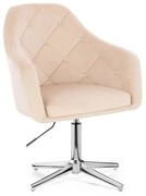 LuxuryForm DESIGN Otočné křeslo ROMA VELUR na stříbrném kříži - krémové