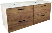 Comodo Koupelnová skříňka s keramickým umyvadlem Agria NEW W 120 - bílá/zlatý dub