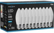 Mexen Nova 10x LED žárovka E27, C37, 8W, Studená - 6500K, 840 lm - L102-E27-0865-01x10