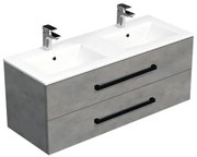 Koupelnová skříňka s černou úchytkou a umyvadlem SAT Cube Way 120x53x46 cm beton mat CUBE46C1202BEMOD