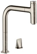 Hansgrohe M71, dřezová baterie M7119-H200 s výsuvnou sprškou, 2-otvorová instalace, sBOX, vzhled nerezový 73804800