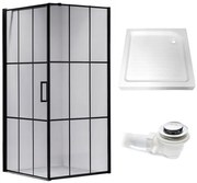 BPS-koupelny Čtvercový sprchový kout HYD-SK13A 80x80 černá/transparent + vanička HYD-SSV-SXL02A bílá