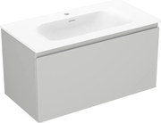 Mexen Orio, koupelnová skříňka 90 cm s umyvadlem Vela, 1 zásuvka, šedá matná/bílá matná, 91A10-09047-1-BF62-W23M01