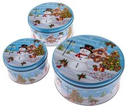 Kovové dózy v sadě 3 ks na cukroví Snowman – Dakls