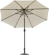 Zahradní slunečník Outsunny Φ270 x 245cm s kličkou a náklonem, LED světla a solární panel, krémově bílý | Aosom