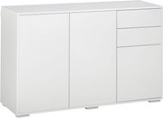 HOMCOM Komoda se 2 šuplíky a 3 dvířky, nastavitelné police, úložná skříňka pro ložnici a obývací pokoj 117 x 36 x 74 cm Bílá | Aosom