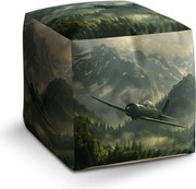 Sablio Taburet Cube Bojové letadlo v horách - 50x50x50 cm