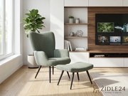 Relaxační křeslo ušák s podnožkou ARIA - zelený manšestr