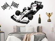 Bílá formule F1 textilní přelepitelná samolepka na zeď arch 75 x 55 cm