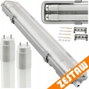 Hermetické svítidlo 120cm lampa + 2x LED trubice voděodolné 6000k studená teplota