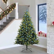 Umělý skládací vánoční stromeček 300 LED Zelená 240 cm PVC a PE 3396016
