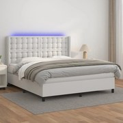 Box spring postel s matrací a LED bílá 180x200 cm umělá kůže 3139398