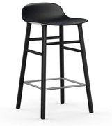 Výprodej Normann Copenhagen designové barové židle Form Barstool Wood (65 cm) - černá skořepina, podnož černý dub