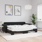 Válenda s přistýlkou a matracemi černá 80 x 200 cm samet 3196950