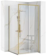 Sprchový kout REA RAPID SLIDE 100/dveře x 80/zástěna cm, zlatá kartáčovaná/transparent - bez vaničky
